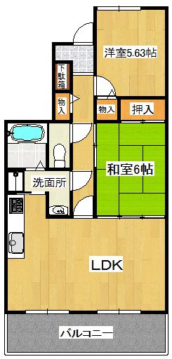 【ハトマークサイト】徳島県徳島市庄町2丁目の サーパス蔵本公園302 2LDK 中古マンション