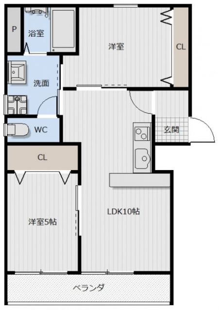 【ハトマークサイト】徳島県美馬市脇町の ピース・マイ・シエルB 102 2LDK アパート