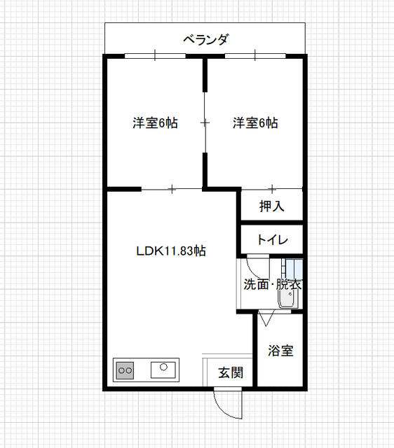 【ハトマークサイト】徳島県三好郡東みよし町加茂の 田岡ロイヤルハイツ203 2LDK アパート