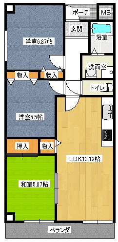【ハトマークサイト】香川県坂出市府中町の 第2リバーサイド鴨川マンション401 3LDK マンション