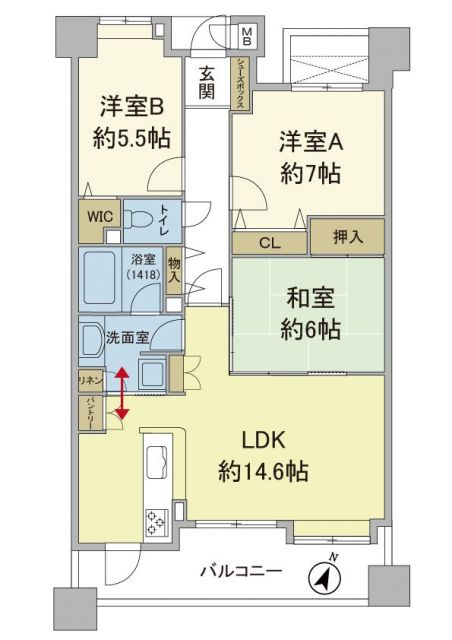 【ハトマークサイト】福岡県福岡市南区井尻2丁目の アーサー井尻エルファイン308 3LDK 中古マンション