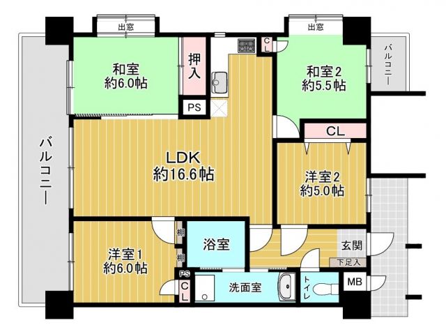 【ハトマークサイト】福岡県福岡市西区今宿東2丁目の オリエントハイツ今宿 403 4LDK 中古マンション