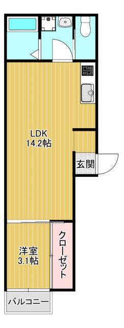 【ハトマークサイト】福岡県福岡市東区箱崎1丁目の アコルト箱崎101 1LDK アパート