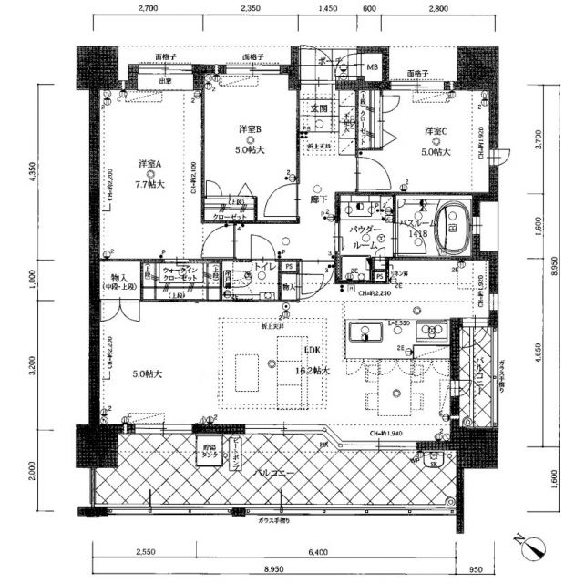 【ハトマークサイト】福岡県福岡市博多区諸岡1丁目の サングレート博多ロイヤルプレイス805 3LDK マンション
