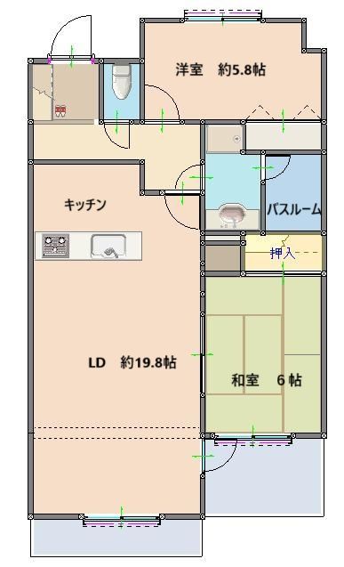 【ハトマークサイト】福岡県福岡市南区柏原6丁目の デュオ柏原302 2LDK 中古マンション
