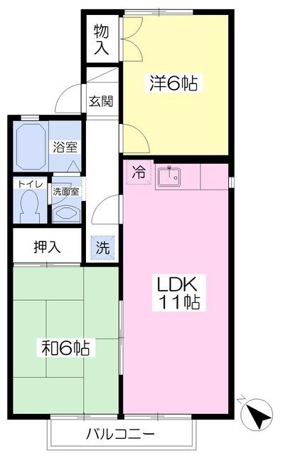 【ハトマークサイト】福岡県大野城市筒井1丁目の セジュール筒井201 2LDK アパート