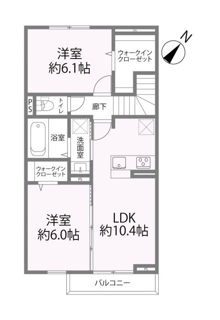 【ハトマークサイト】福岡県糟屋郡志免町御手洗2丁目の グランエスコートⅡ206 2LDK アパート