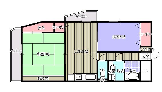 【ハトマークサイト】福岡県北九州市戸畑区浅生1丁目の グリーンビュー林401 2LDK マンション