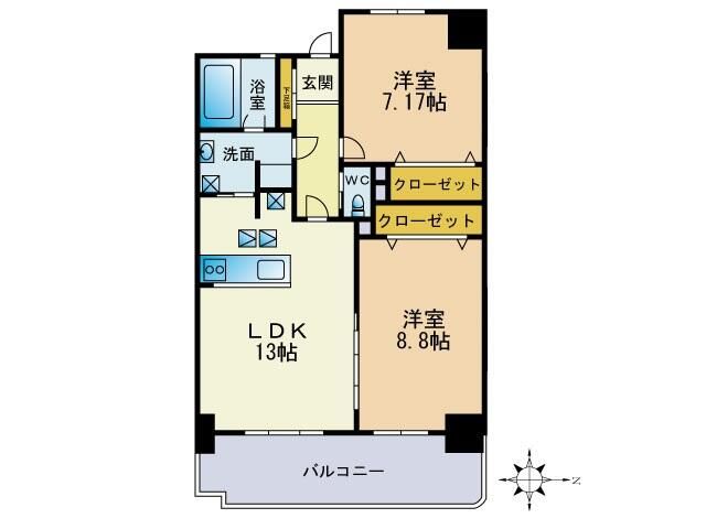 【ハトマークサイト】福岡県福岡市東区箱崎1丁目の ハイネスエミュ21901 2LDK マンション