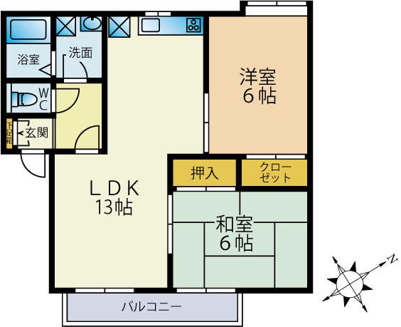 【ハトマークサイト】福岡県糟屋郡粕屋町大字仲原の エスティハイツB 2LDK アパート