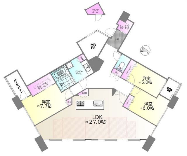 【ハトマークサイト】福岡県福岡市東区香椎照葉5丁目の センターマークスタワー 3SLDK 中古マンション