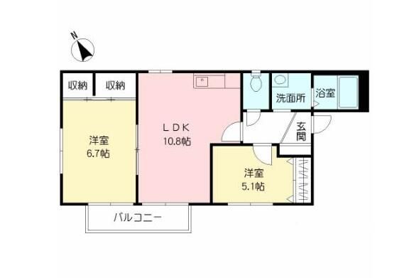 【ハトマークサイト】福岡県福岡市東区三苫2丁目の フレッサ三苫201 2LDK アパート