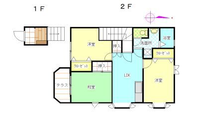 【ハトマークサイト】福岡県久留米市田主丸町以真恵の スクールハイツ201 3LDK アパート