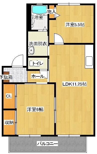 【ハトマークサイト】福岡県北九州市八幡西区下上津役2丁目の リバーサイド行広202 2LDK アパート