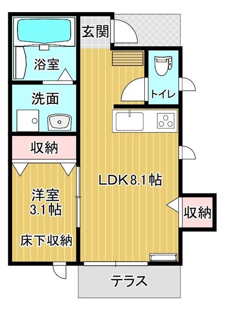 【ハトマークサイト】福岡県直方市大字感田の コンフォートテラス感田103 1LDK アパート