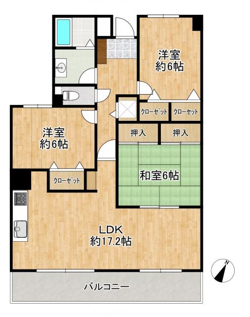 【ハトマークサイト】福岡県福岡市南区鶴田4丁目の グリーンマンションやよい坂402 3LDK 中古マンション