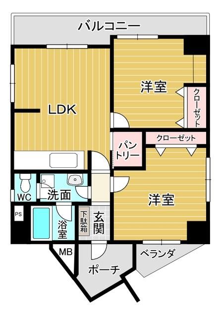 【ハトマークサイト】福岡県北九州市八幡西区熊手1丁目の アーバンハイム黒崎205 2LDK 中古マンション