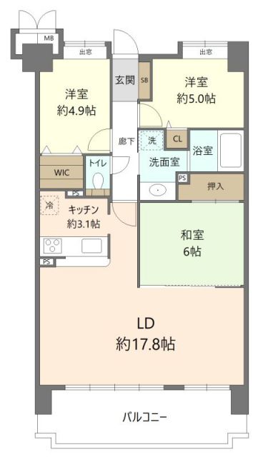 【ハトマークサイト】福岡県糸島市前原東2丁目の ネオハイツ前原305 3LDK 中古マンション