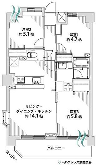 【ハトマークサイト】福岡県福岡市東区唐原1丁目の ロマネスク香住ケ丘 502 3LDK 中古マンション