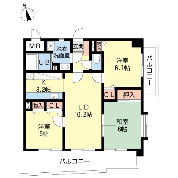 【ハトマークサイト埼玉】福岡県福岡市南区野多目5丁目の OAK VILLA野多目レジデンス 205 3LDK マンション