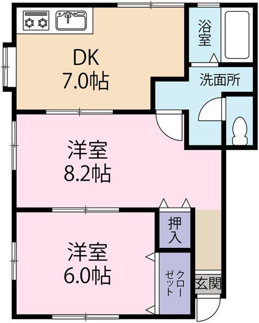 【ハトマークサイト】福岡県北九州市八幡西区楠橋南2丁目の エトワール木屋瀬102 2DK アパート