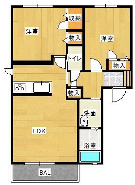 【ハトマークサイト】福岡県田川市大字弓削田の スウィートドミールDM 201 2LDK アパート