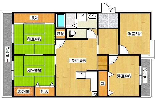 【ハトマークサイト】福岡県久留米市合川町の IT合川303 4LDK アパート