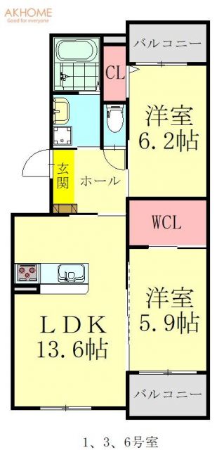【ハトマークサイト】福岡県福津市宮司4丁目の エタニティ五番館201 2LDK マンション