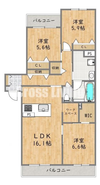 【ハトマークサイト】福岡県福岡市南区柳河内2丁目の GranRyu野間大池公園203 3LDK マンション