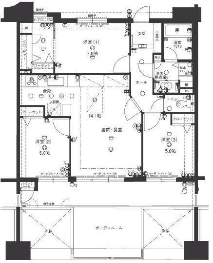 【ハトマークサイト】福岡県福岡市南区三宅3丁目の パークサンリヤン大橋B 3LDK 中古マンション