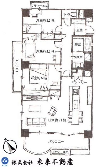 【ハトマークサイト】福岡県北九州市八幡西区鉄竜1丁目の マテール穴生701号室 3LDK 中古マンション