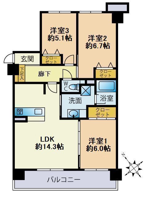 【ハトマークサイト】福岡県福岡市東区香椎2丁目の ラフォーレ香椎アベニュー 402 3LDK 中古マンション