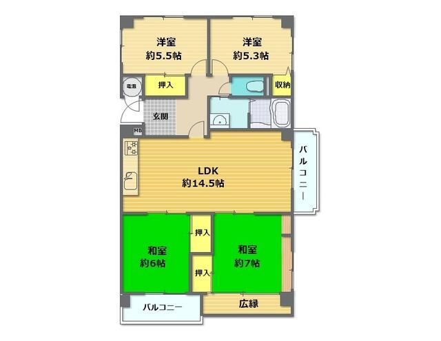 【ハトマークサイト】福岡県北九州市八幡西区鷹の巣3丁目の リヴィエール鷹の巣303 4LDK 中古マンション