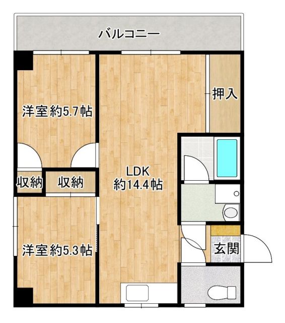 【ハトマークサイト】福岡県福岡市東区若宮5丁目の エクセレント若宮201 2LDK マンション