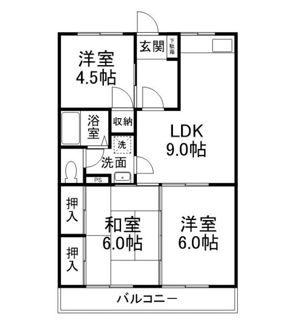 【ハトマークサイト】福岡県久留米市長門石5丁目の ニューロイヤルビル306 3LDK マンション