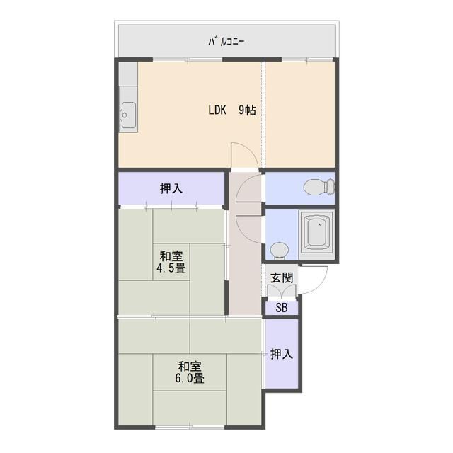 【ハトマークサイト】福岡県北九州市小倉南区富士見2丁目の 富士見ビル201 2LDK マンション