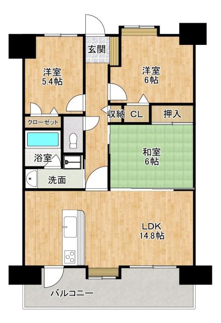 【ハトマークサイト】福岡県久留米市荘島町の エバーライフネアシティ久留米弐番館402 3LDK マンション