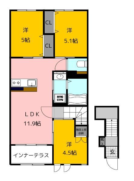 【ハトマークサイト】福岡県福岡市東区青葉1丁目の Lino’a青葉（リノアアオバ）203 3LDK アパート