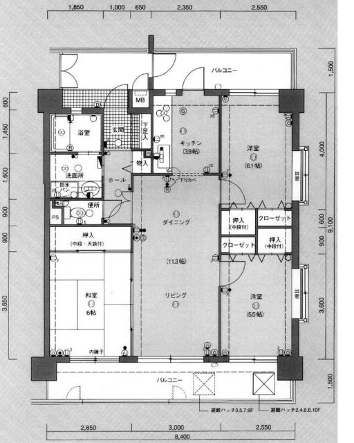 【ハトマークサイト】福岡県大牟田市有明町2丁目の 有名館703 3LDK 中古マンション