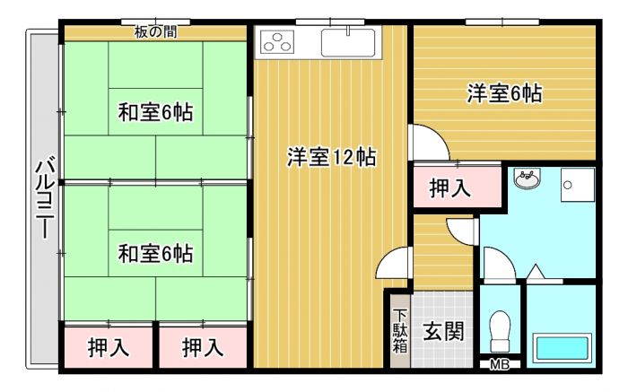 【ハトマークサイト】佐賀県佐賀市西田代2丁目の シャトー西田代206 3LDK マンション