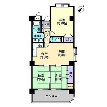 【ハトマークサイト】熊本県熊本市中央区帯山9丁目の 女子大前サンシャイン 903 3LDK 中古マンション