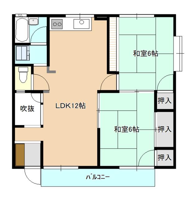 【ハトマークサイト】大分県日田市大字高瀬上野町の コーポ鏡坂201 2LDK アパート