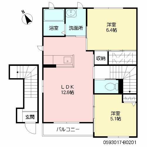 【ハトマークサイト】大分県日田市淡窓2丁目の シャーメゾン淡窓B201 2LDK アパート