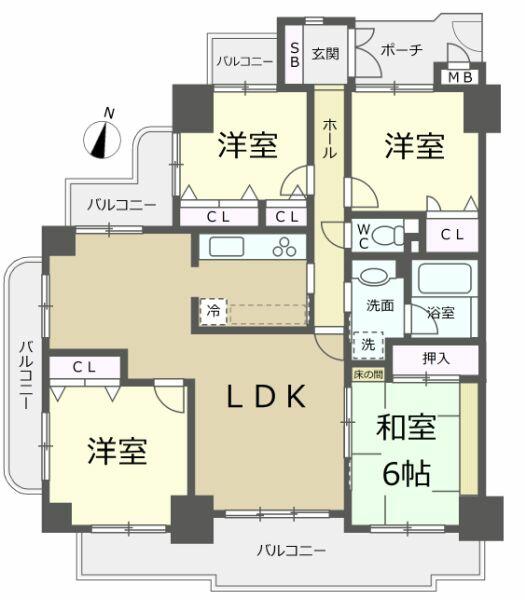 【ハトマークサイト】大分県大分市二又町1丁目の サーパス永興 4LDK 中古マンション