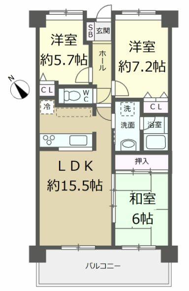 【ハトマークサイト】大分県大分市田室町の サーパス田室 3LDK 中古マンション