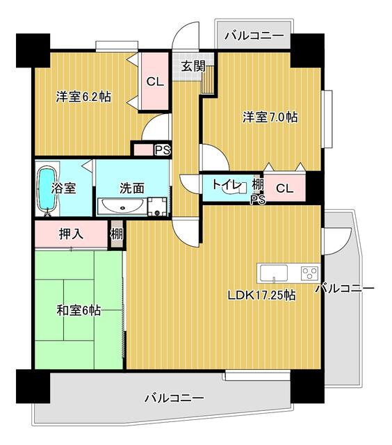 【ハトマークサイト】鹿児島県鹿児島市高麗町の 3LDK 中古マンション