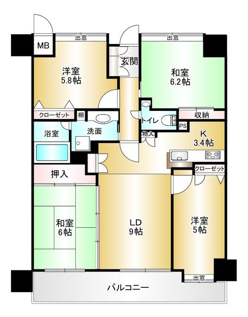 【ハトマークサイト】鹿児島県鹿児島市天保山町の ロフティ天保山公園Ⅰ1502 4LDK 中古マンション